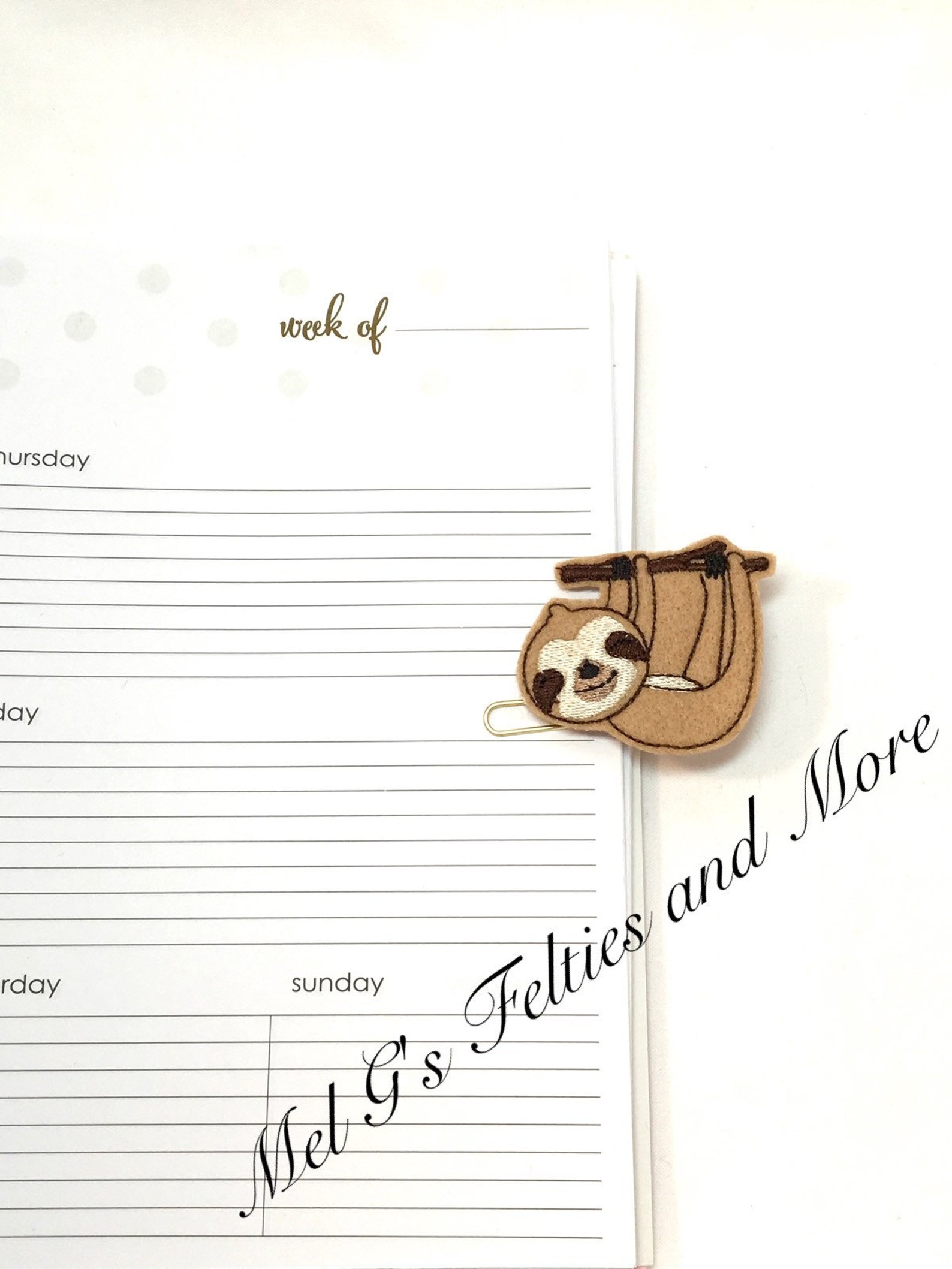 Sloth Planner Clip Sloth Paper Clip Hanging Sloth Paper | Etsy