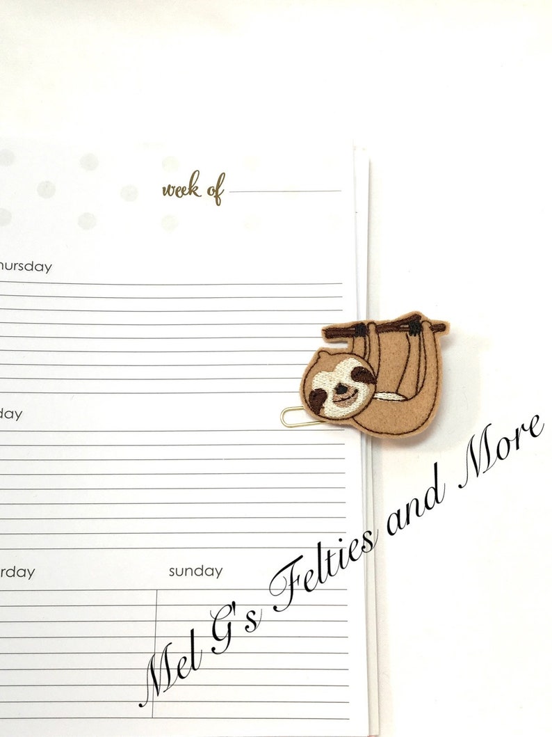 Sloth Planner Clip, Sloth Paper Clip, Hanging Sloth Paper Clip, Hanging ...