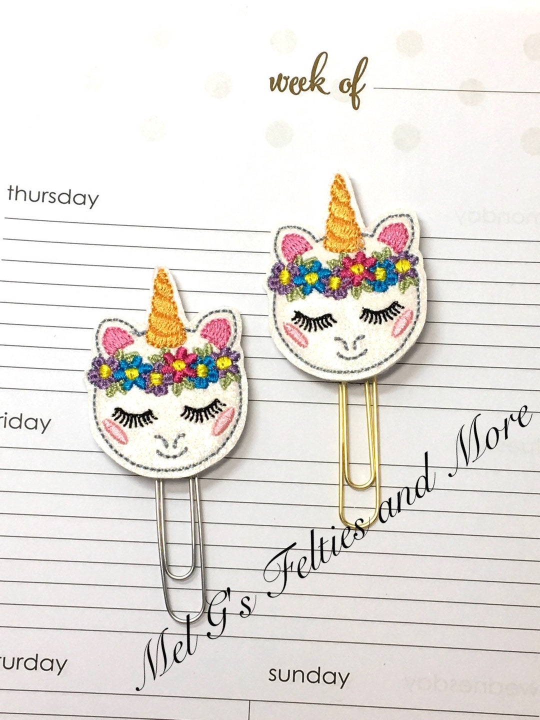 Unicorn Planner Clip, Teacher Planner Clip, Felt Paper Clip, Book Mark ...