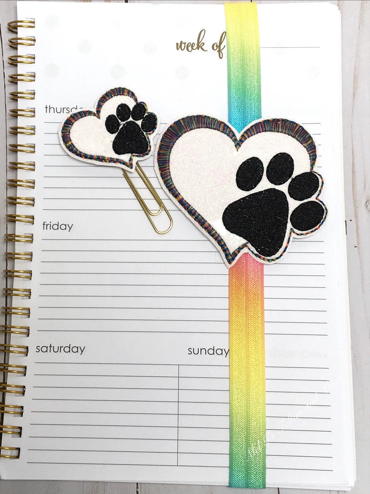 Paw Print Planner Clip Paw Print Planner Band Heart Planner - Etsy