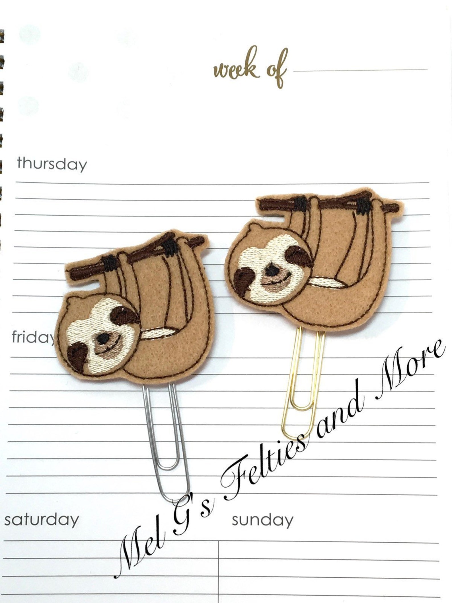 Sloth Planner Clip Sloth Paper Clip Hanging Sloth Paper | Etsy