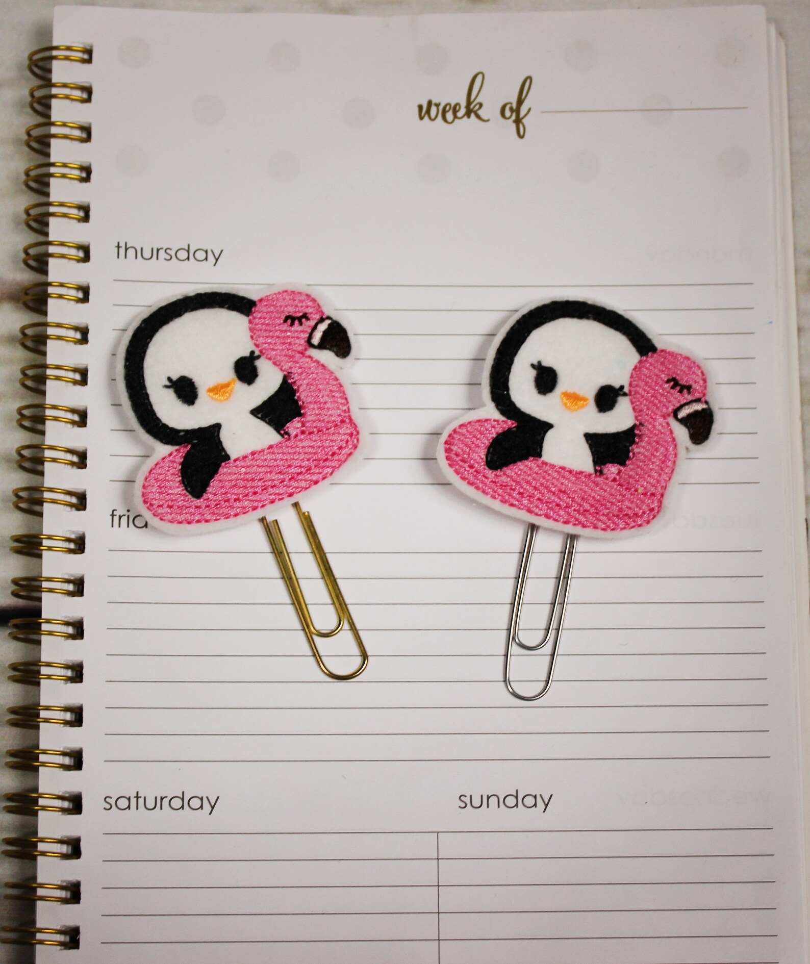Flamingo Planner Clip Penguin Paper Clip Summer Planner - Etsy
