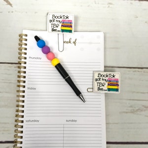 Book Paper Clip, Book Tok Paper Clip, Glitter Planner Clip, Teacher ...