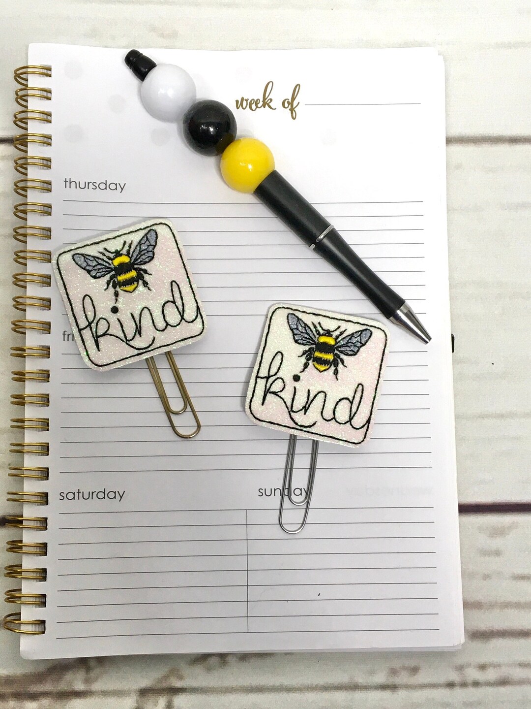 Be Kind Planner Clip, Bee Kind Planner Clip, Be Kind Paper Clip, Summer ...