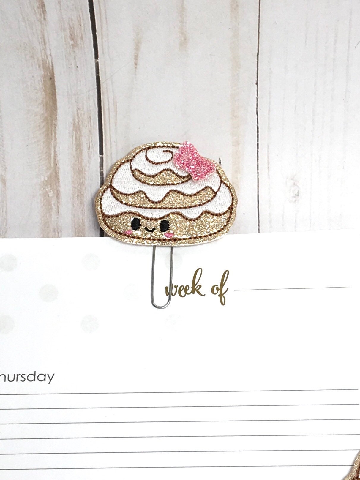 Cinnamon Roll Planner Clip, Breakfast Planner Clip, Cute Glitter ...