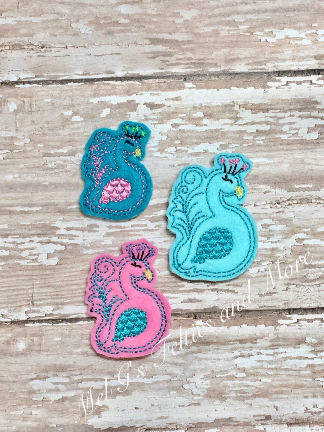 Peacock Feltie, Peacock Felties, Animal Feltie, Embroidered Felt, Zoo ...