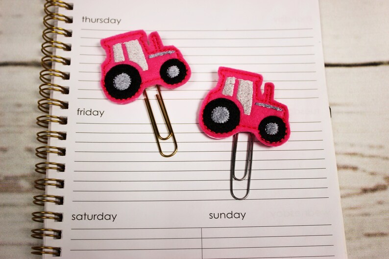 Tractor Planner Clip, Pink Tractor Planner Clip, Farm Paper Clip ...