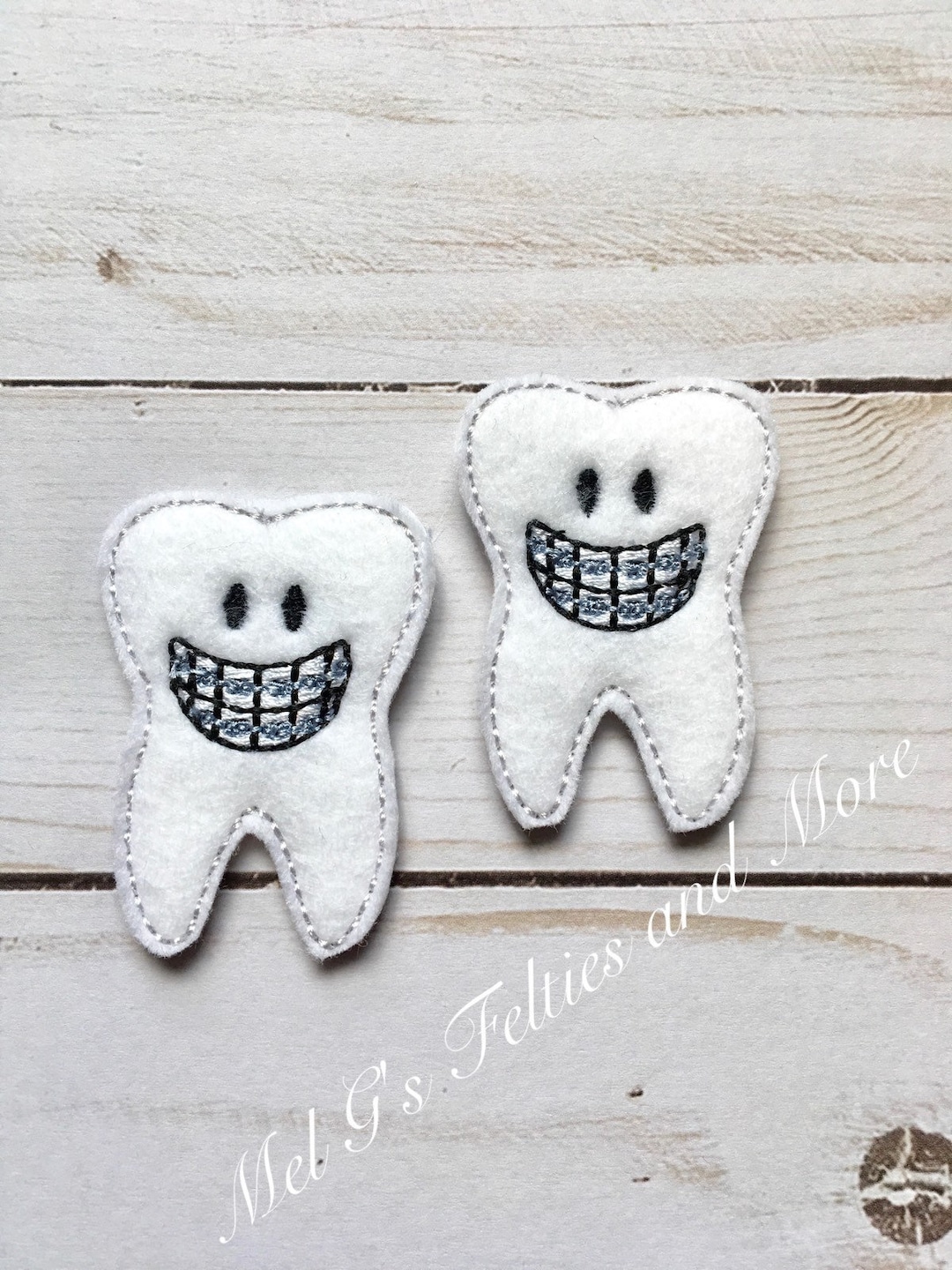 Tooth Feltie, Tooth Felties, Braces Feltie, Embroidered Felt, Felt ...