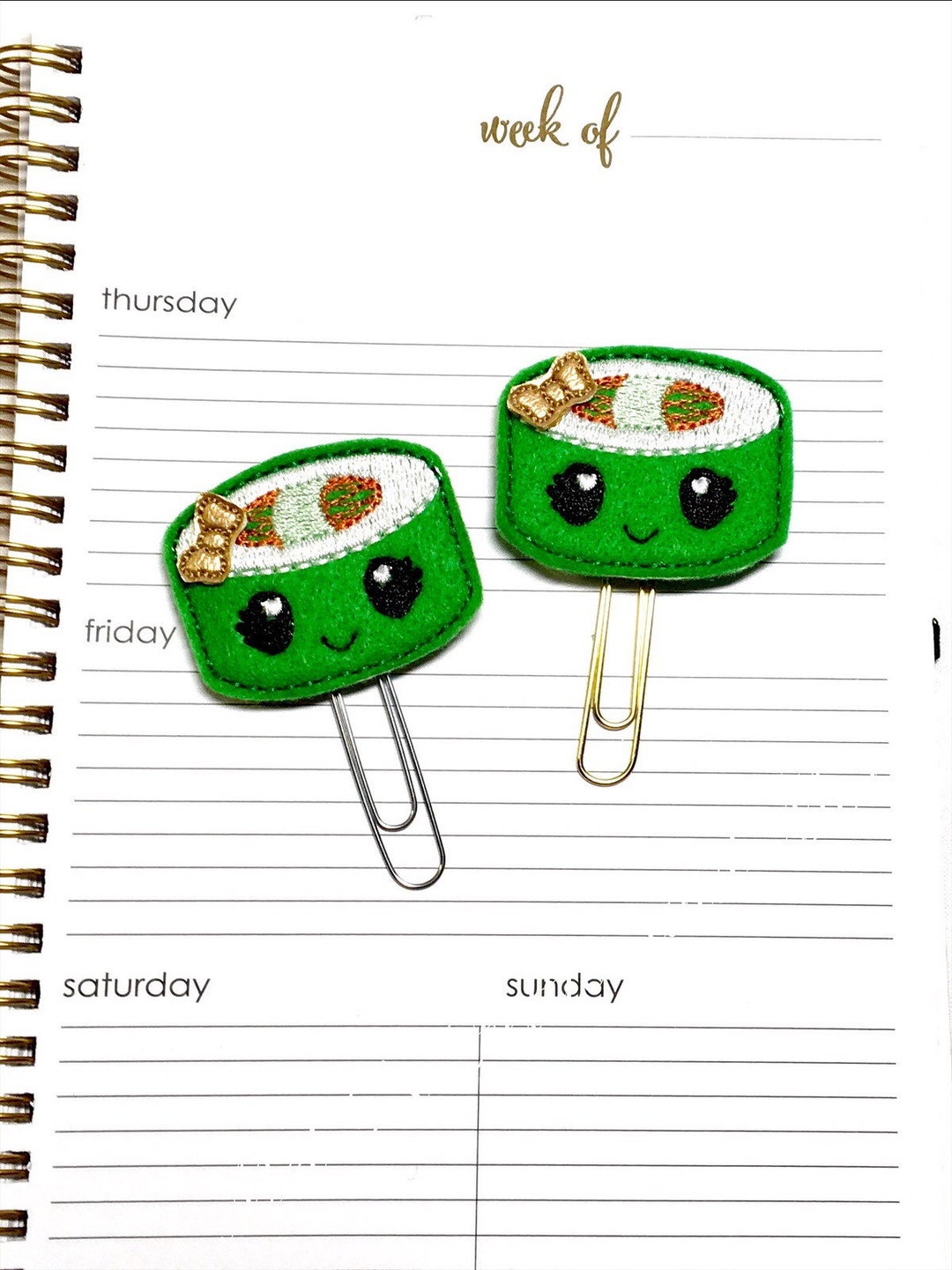 Sushi Planner Clip, Sushi Paper Clip, Planner Accessory, Sushi Book ...