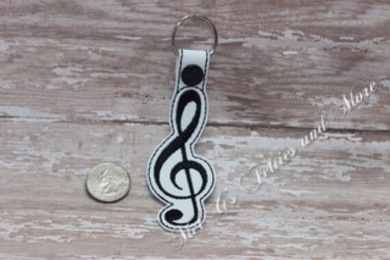 Treble Clef Music Note Keychain /key Fob / Snap Tab / | Etsy