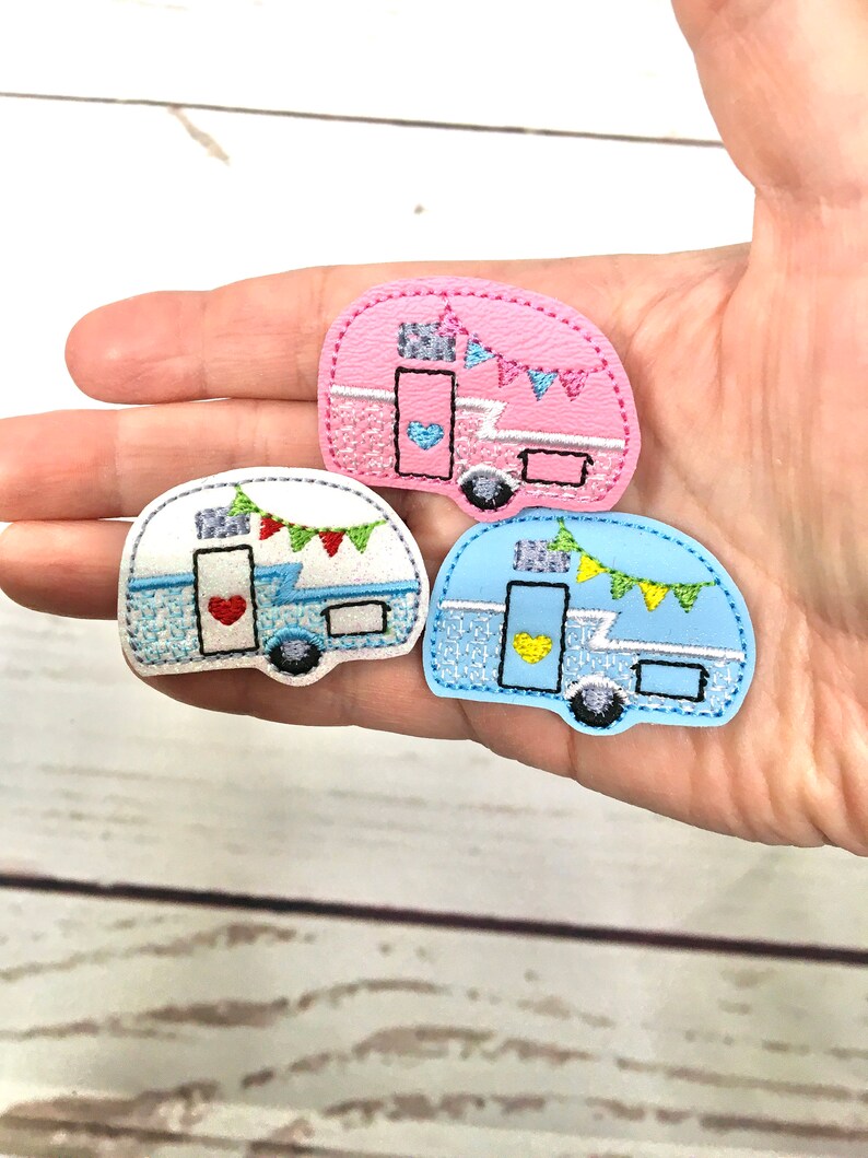 Camper Feltie, Summer Feltie, Camper Bow Center, Glitter Feltie ...