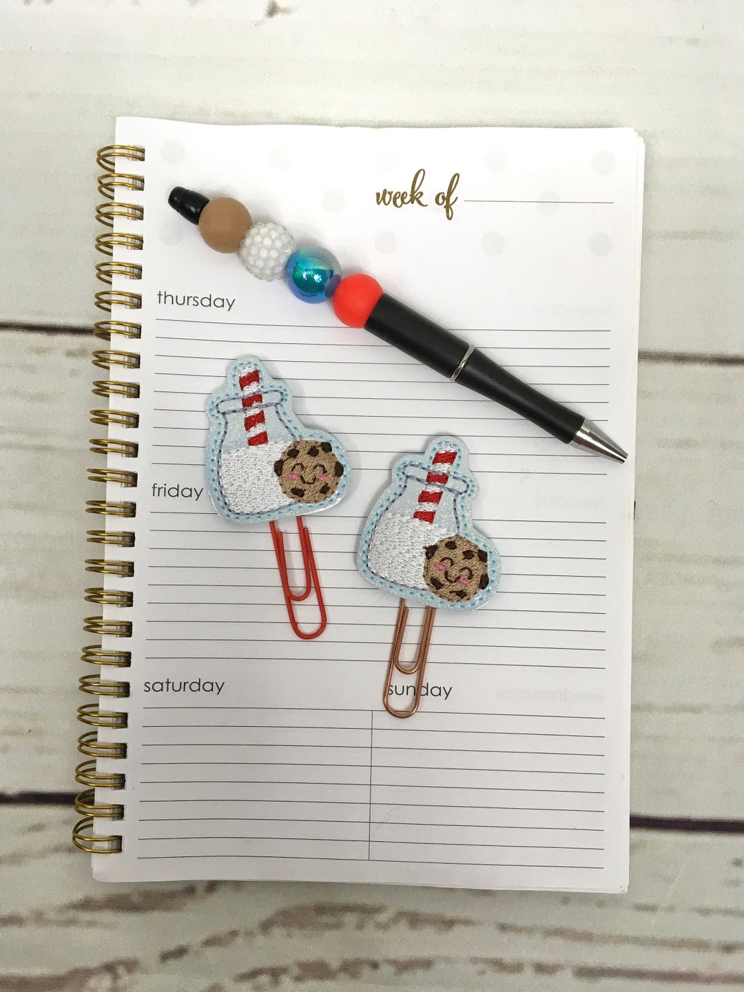 Cookies and Milk Paper Clip, Food Paper Clip, Glitter Planner Clip ...