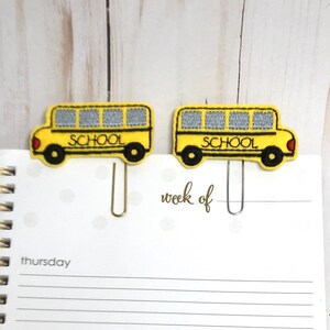 School Bus Planner Clip, Back to School Planner Clip, School Bus Paper ...