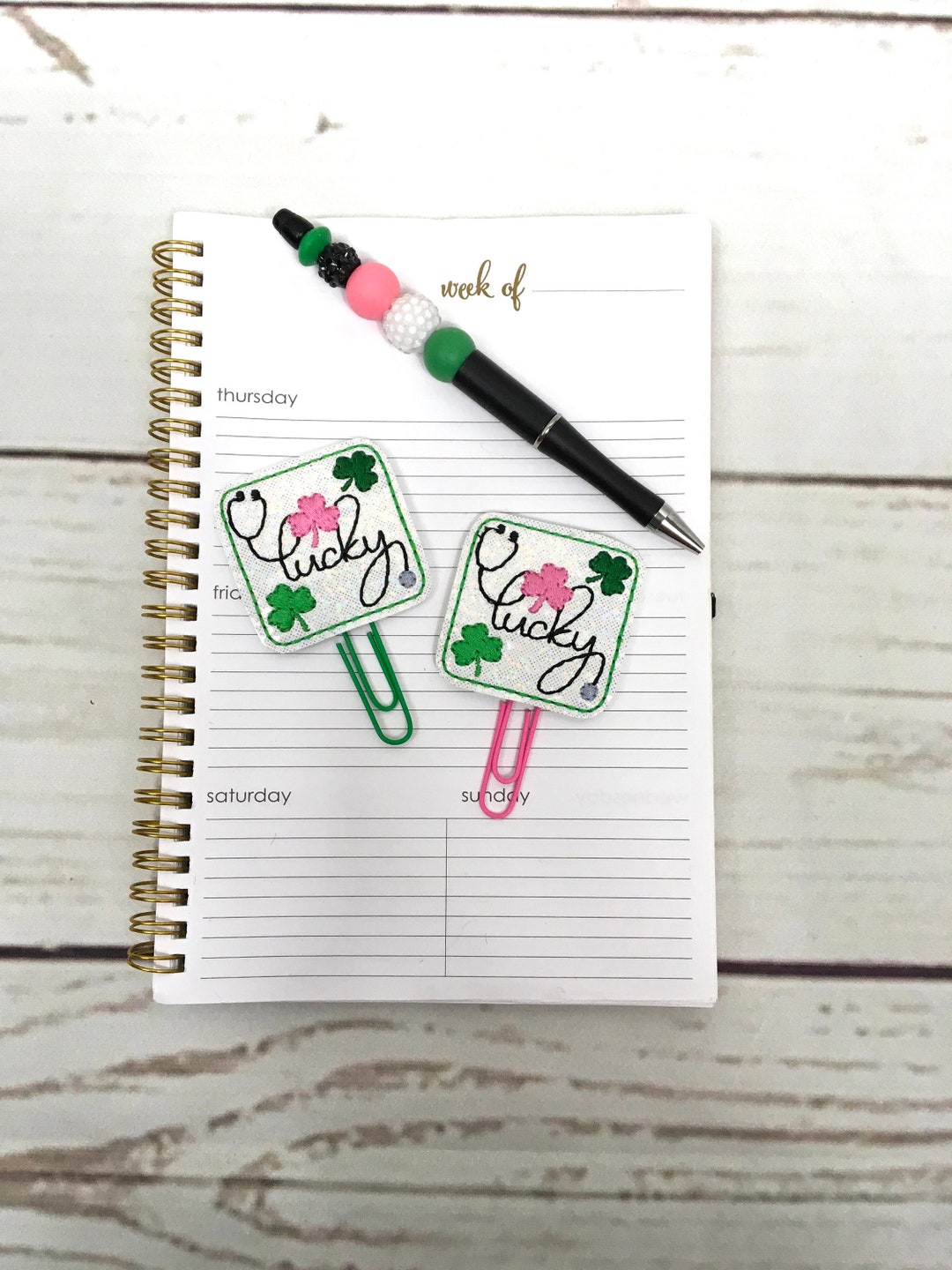 Lucky Nurse Paper Clip, Shamrock Paperclip, Stethoscope Planner Clip ...
