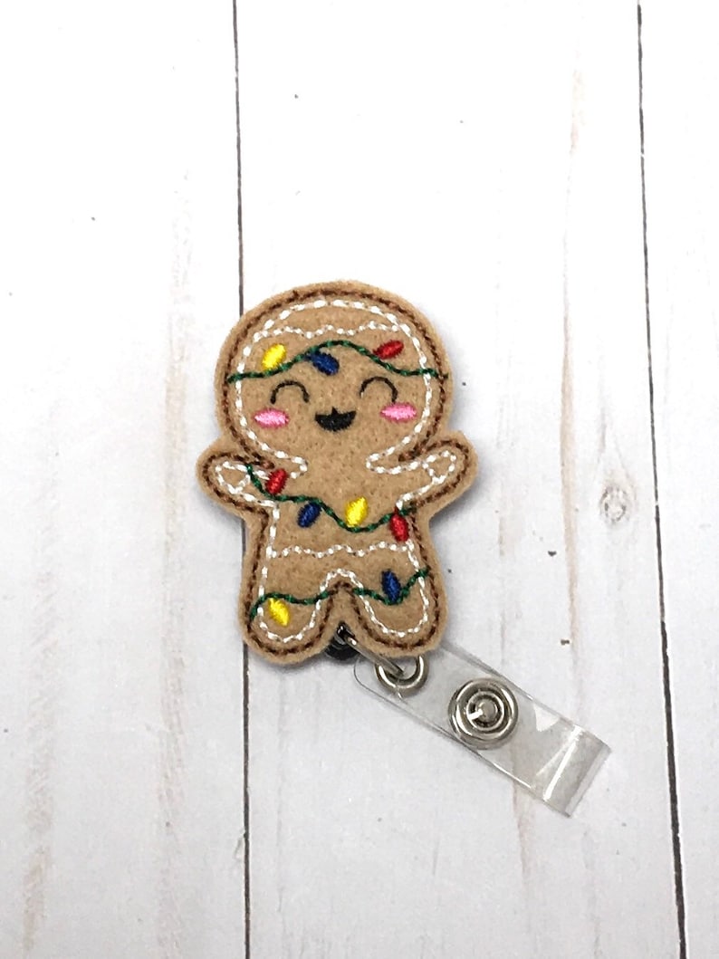 Gingerbread Badge Reel, Christmas Badge Reel, Nurse Badge Reel, Holiday ...