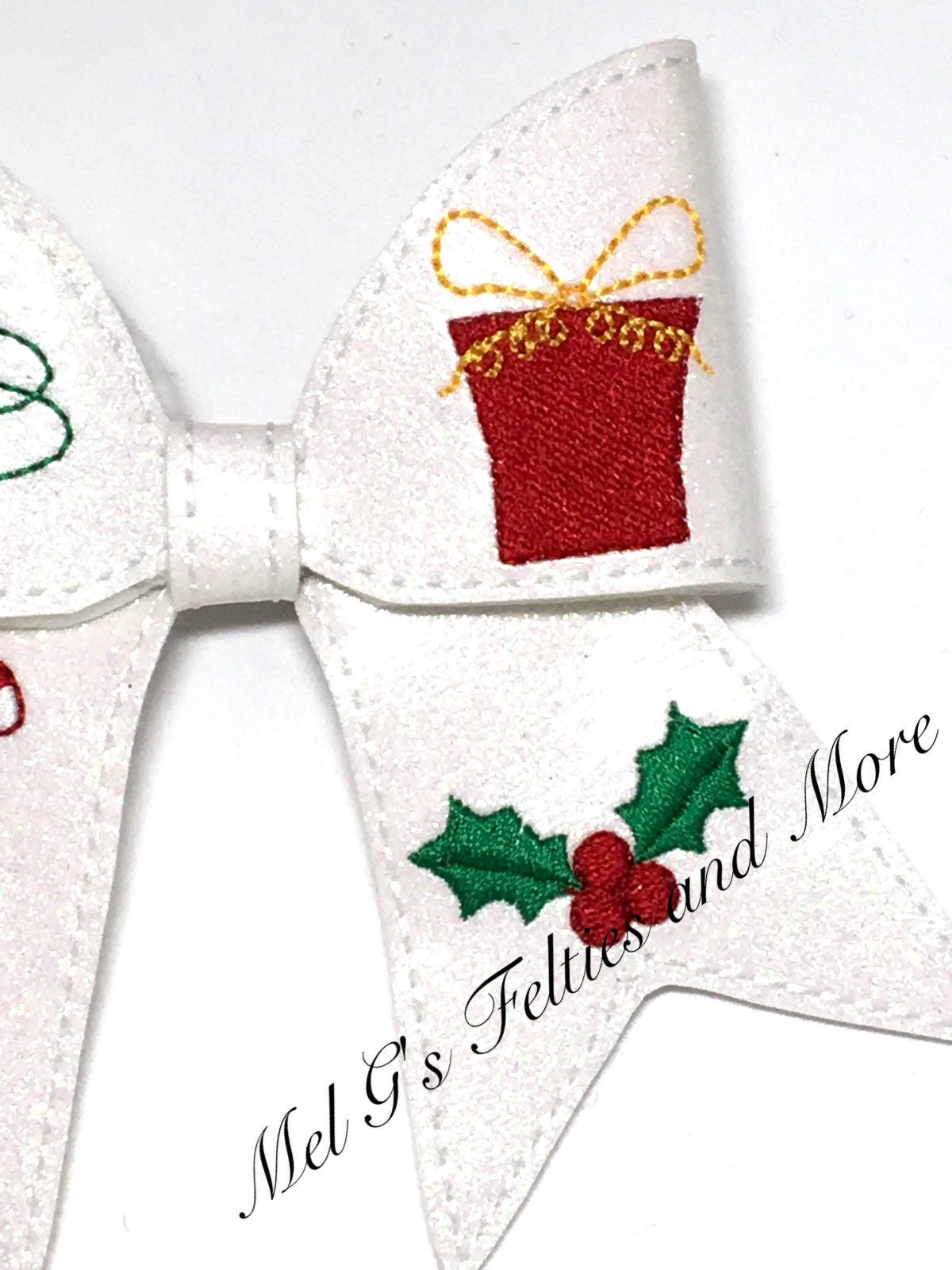 Christmas Hair Bow Christmas Cheer Bow Embroidered Christmas - Etsy