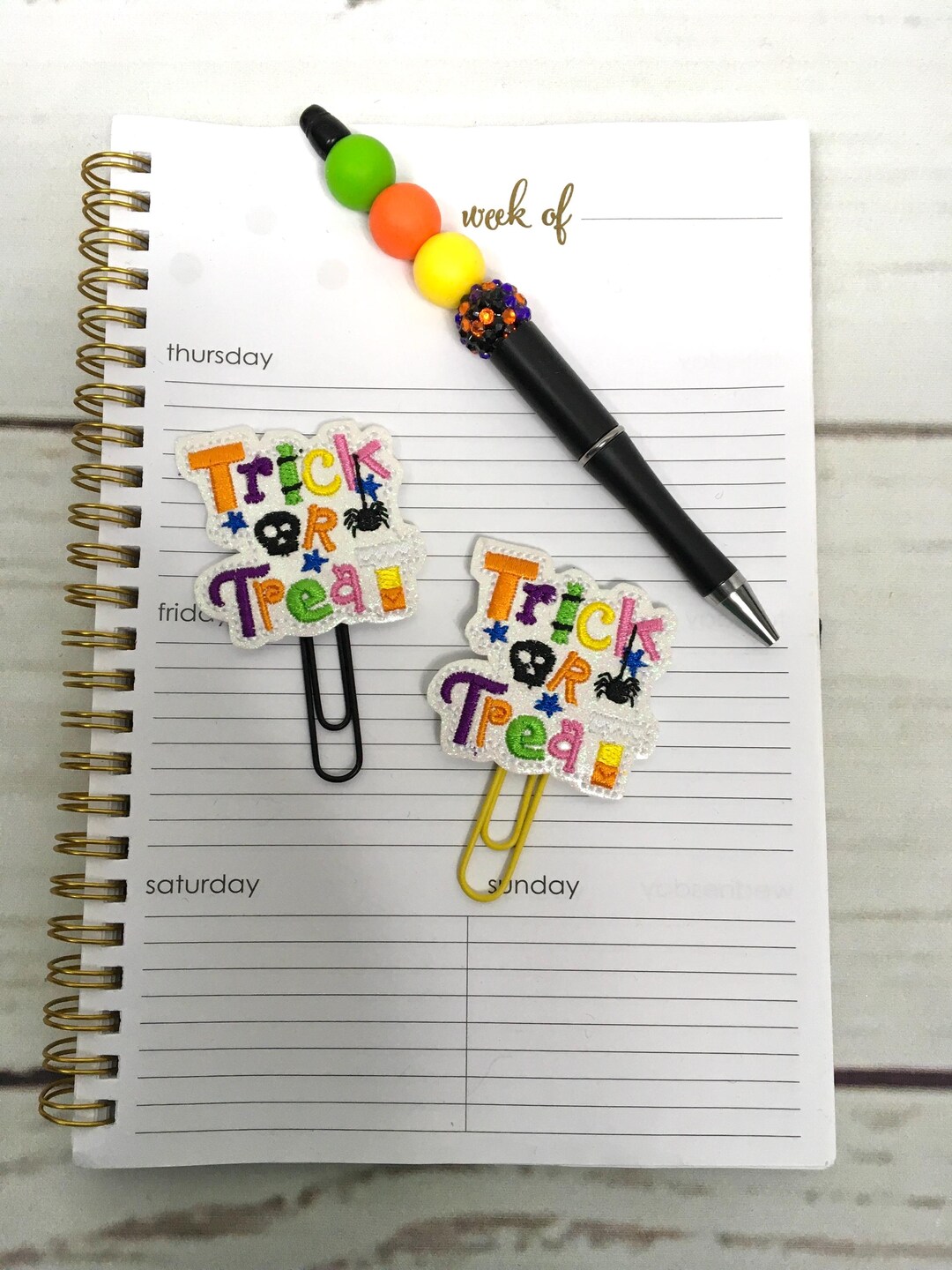 Halloween Paper Clip, Trick or Treat Paper Clip, Glitter Planner Clip ...