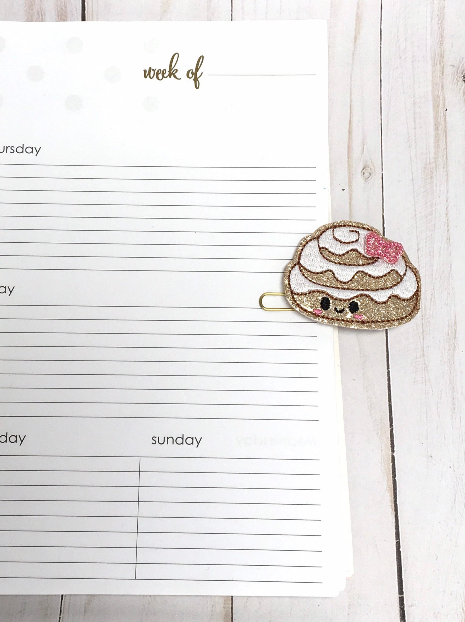 Cinnamon Roll Planner Clip, Breakfast Planner Clip, Cute Glitter ...