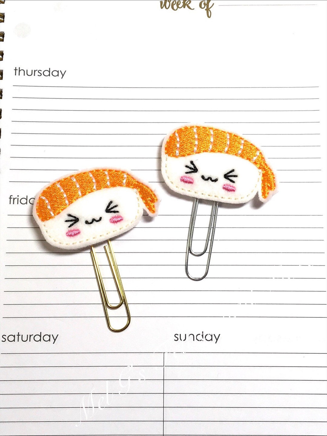 Shrimp Sushi Planner Clip, Shrimp Sushi Paper Clip, Planner Accessory ...