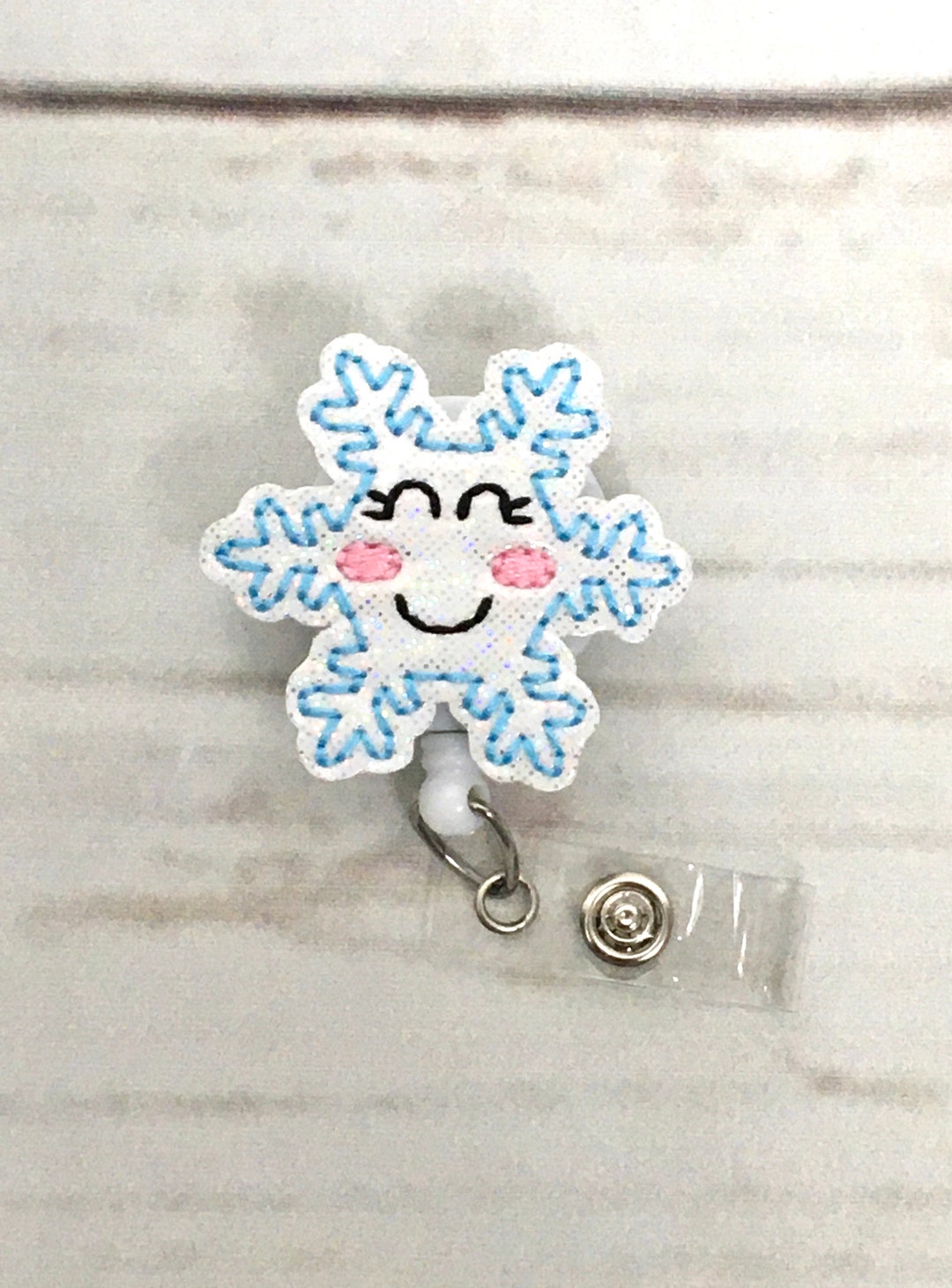 Snowflake Badge Reel, Christmas Badge Reel, Winter Nurse Badge Reel ...