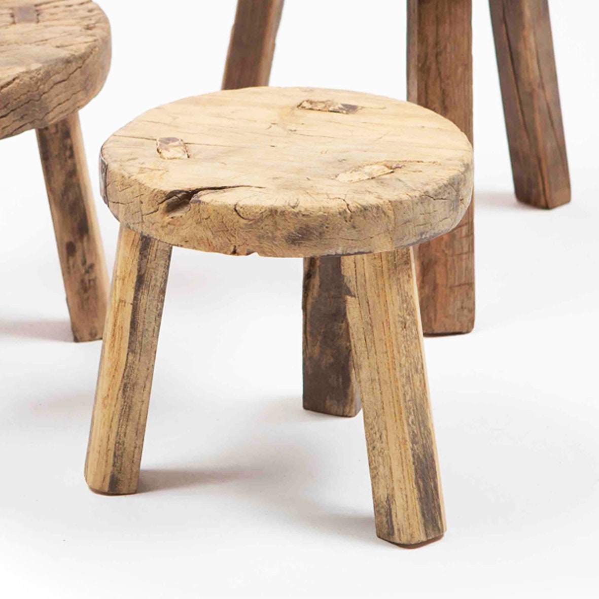 Antique Round Mini Stool Plain Wood | Etsy
