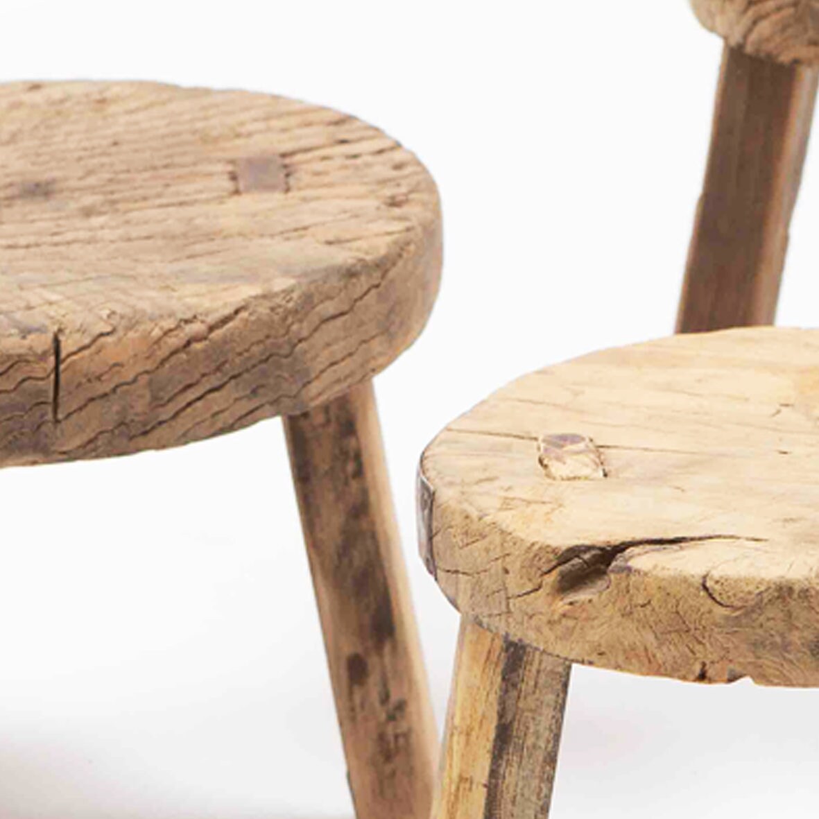 Antique Round Mini Stool Plain Wood | Etsy