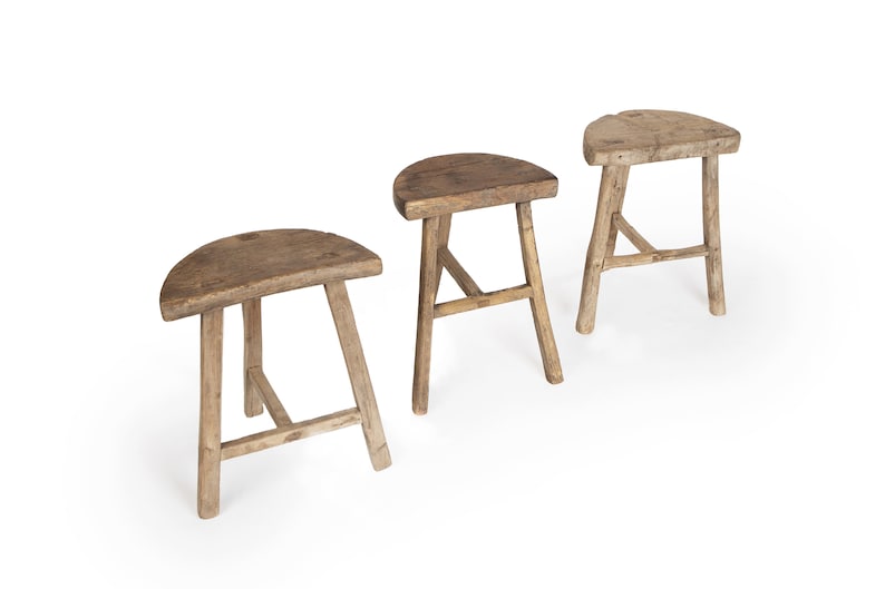 Chinese Old ''half Moon'' Wooden Stool - Etsy