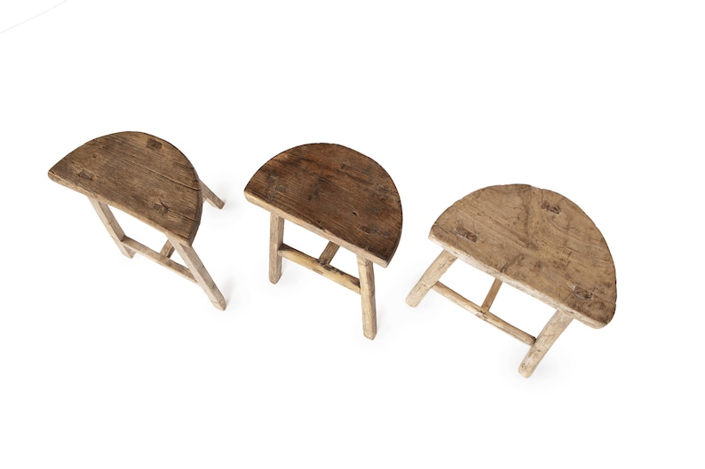 Chinese Old ''half Moon'' Wooden Stool - Etsy