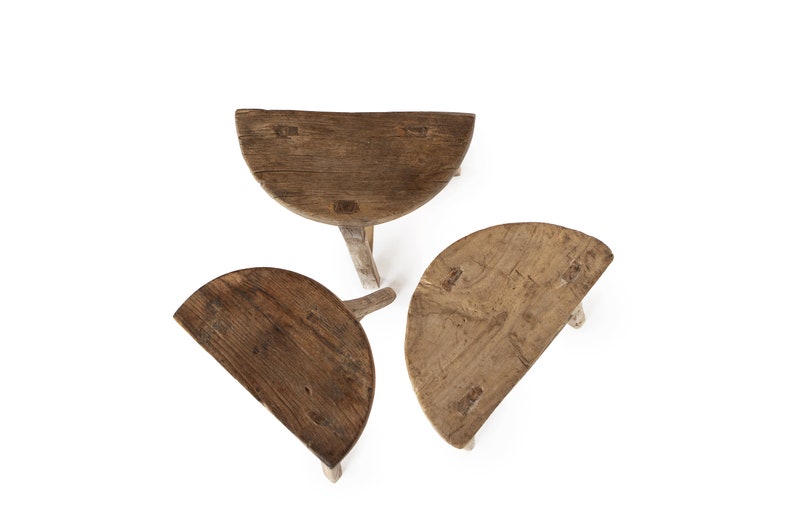 Chinese Old ''half Moon'' Wooden Stool - Etsy