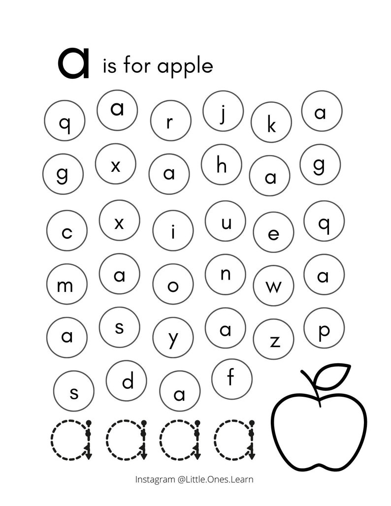 Lowercase Alphabet & Number Search and Find Dot Marker Printable - Abc ...
