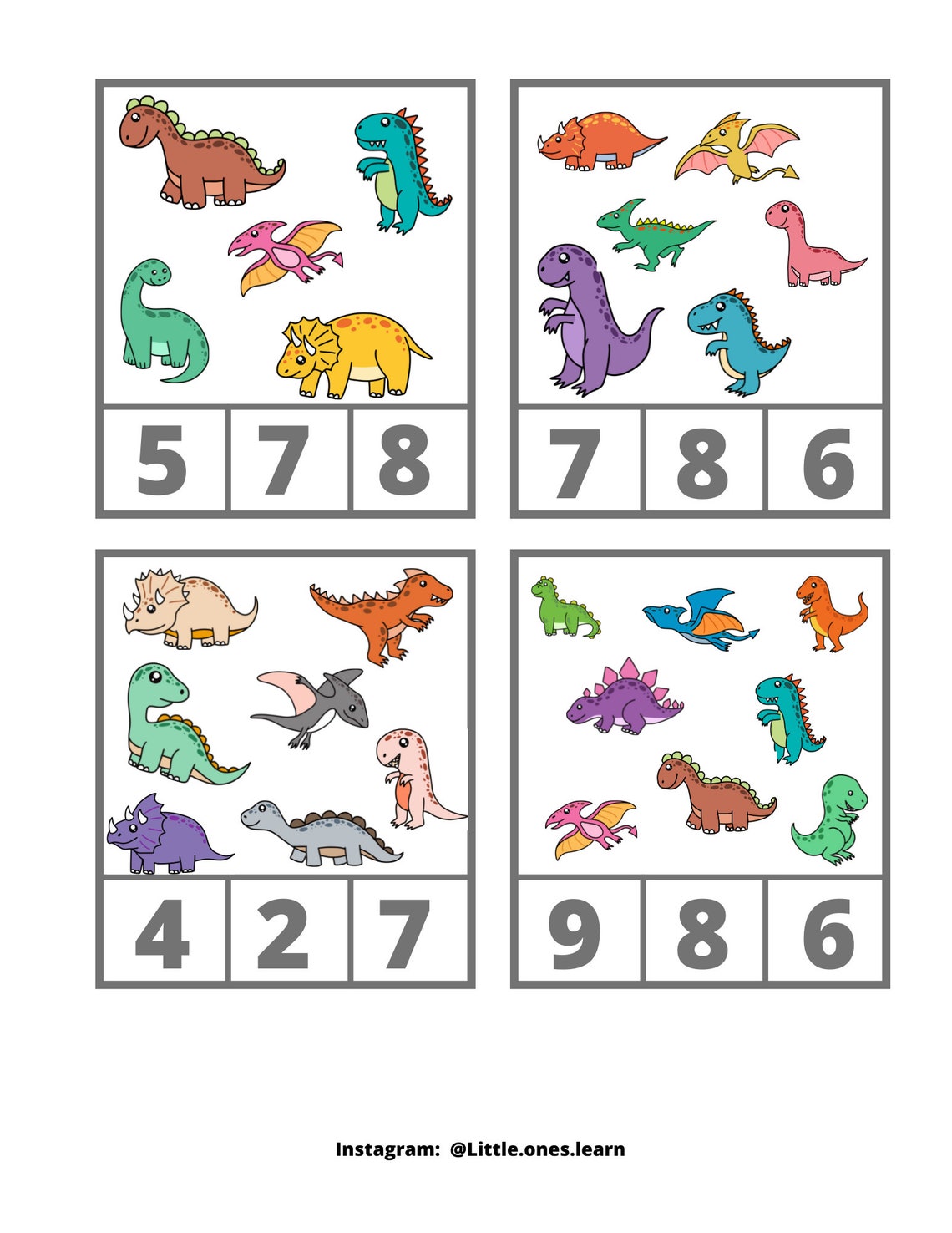Dinosaur Themed Count and Clip Cards - Etsy