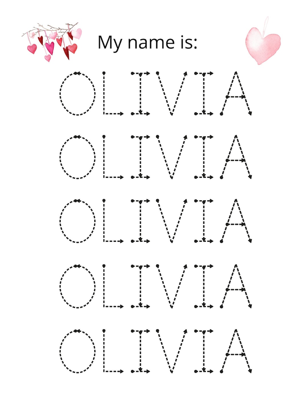 Name Practice - Personalized Tracing Worksheet - Etsy