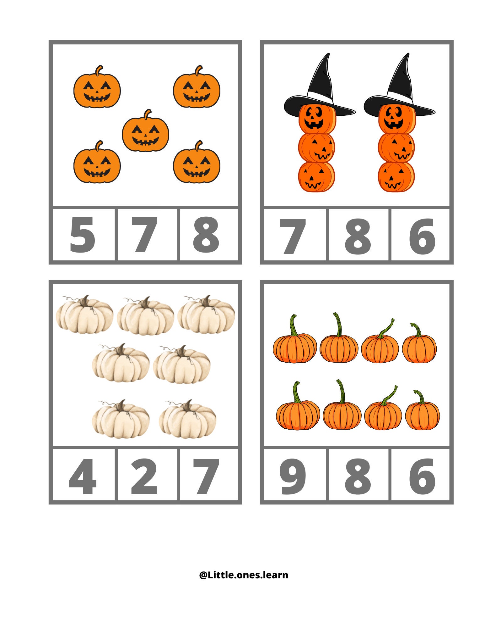 Pumpkin Count & Clip Cards Numbers 1-12 - Etsy