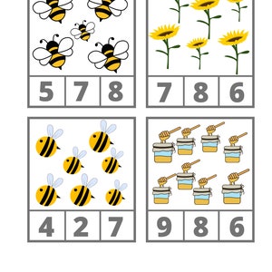 Bumble Bee Themed Count and Clip Cards - Etsy