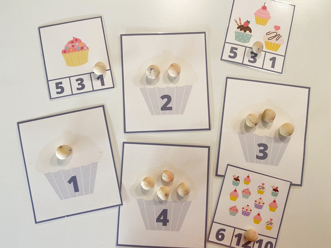 Cupcake Themed Count & Clip Cards Numbers 1-12 Plus Playdough ...