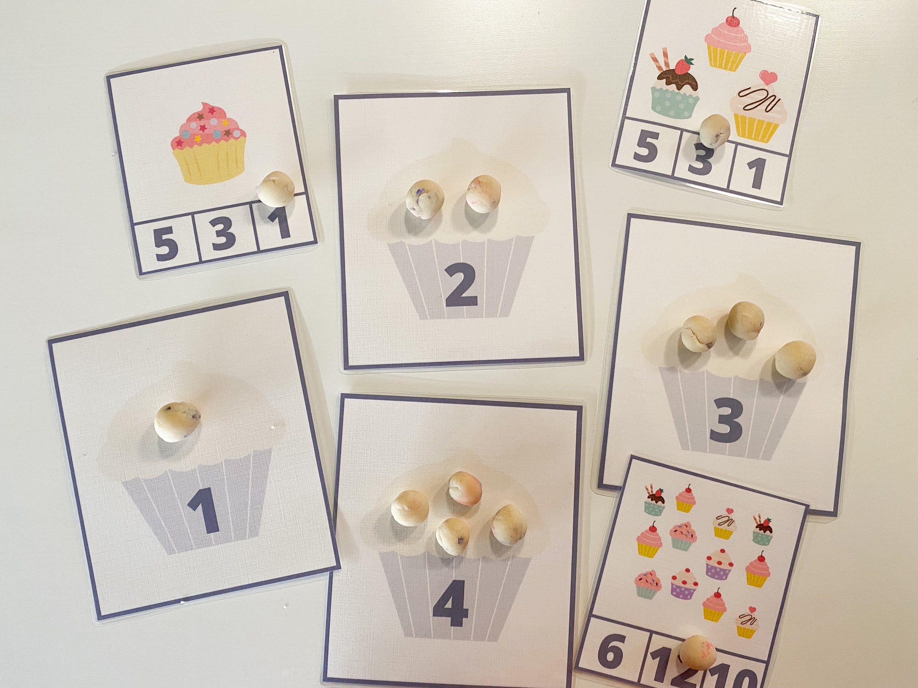 Cupcake Themed Count & Clip Cards Numbers 1-12 Plus Playdough ...