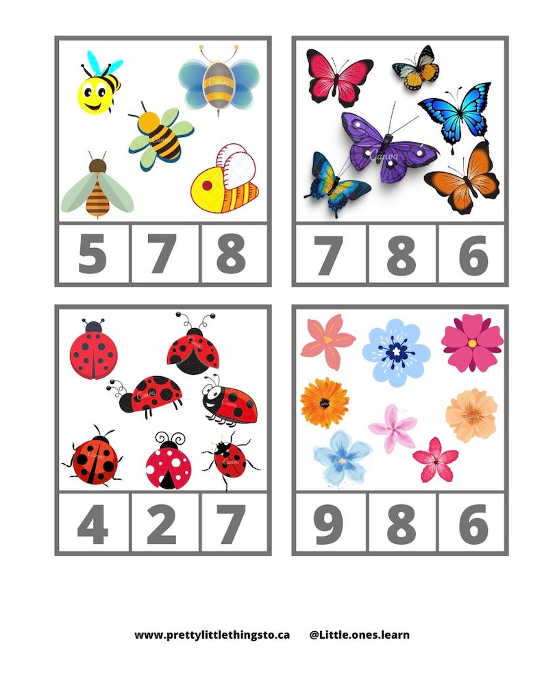 Spring Count & Clip Cards Numbers 1-12 - Etsy