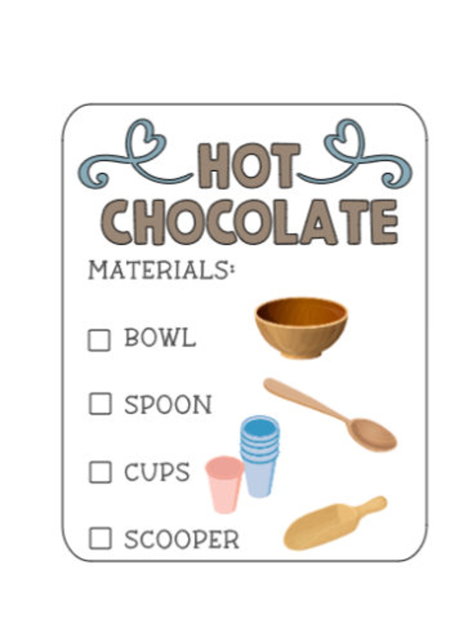 Hot Chocolate Printable Activity Set for Sensory Bin | Etsy