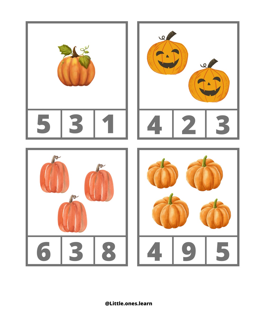 Pumpkin Count & Clip Cards Numbers 1-12 - Etsy