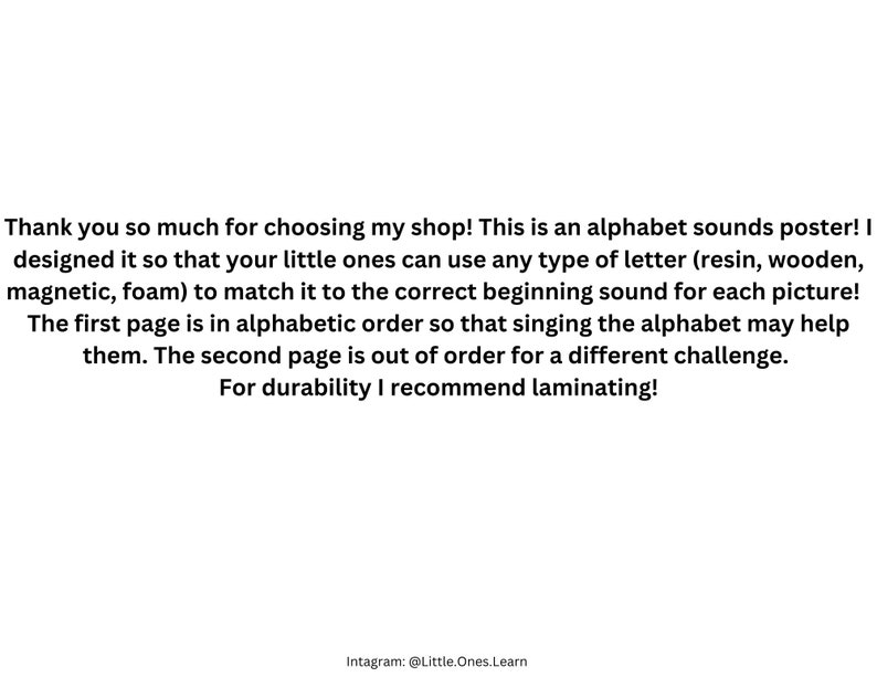 Beginning Sounds Alphabet Poster ABC Activity Letter - Etsy