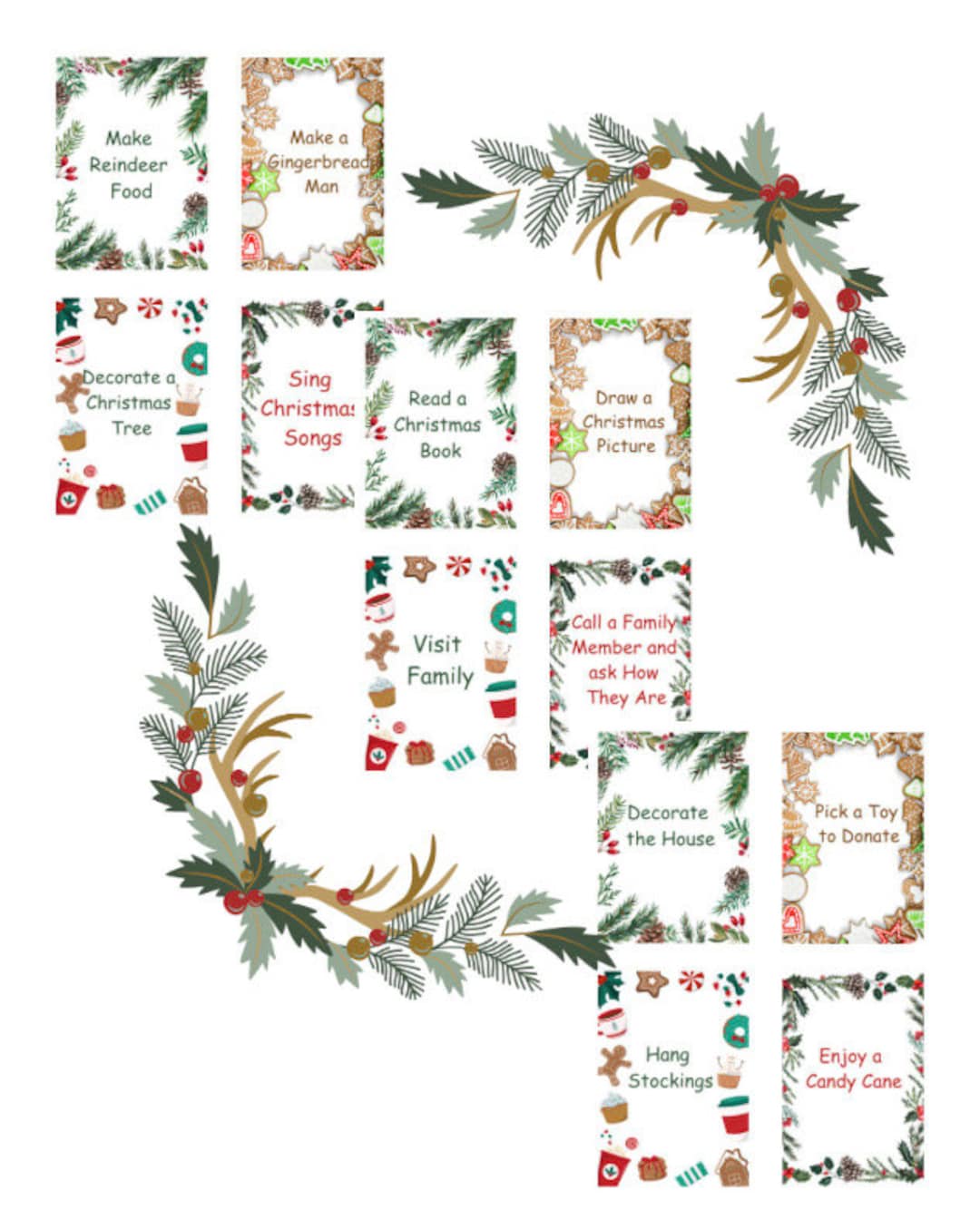 Printable Advent Calendar Cards for Kids - Kids Advent Cards - Instant ...