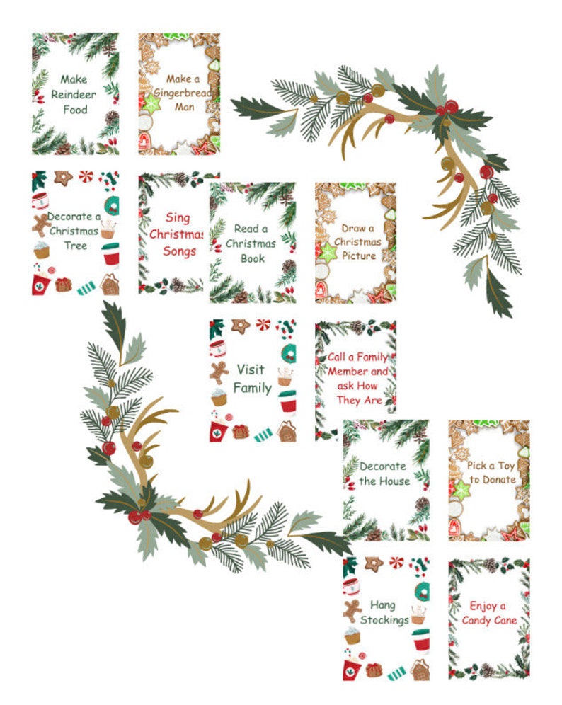 Printable Advent Calendar Cards for Kids - Kids Advent Cards - Instant ...