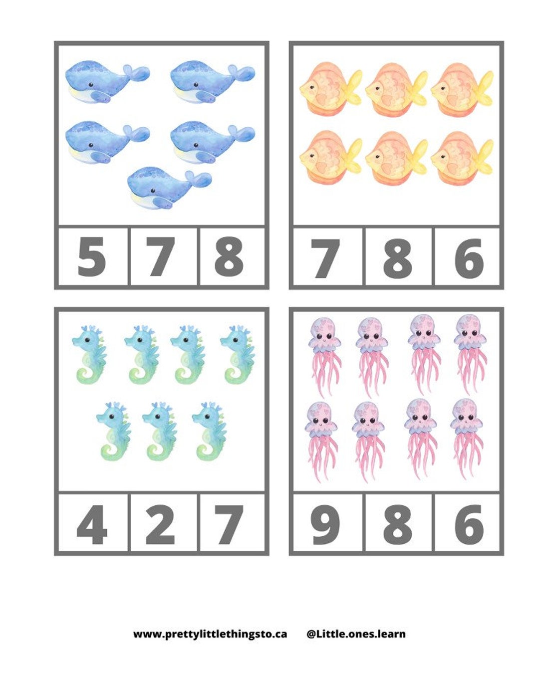 Under the Sea Themed Count and Clip Cards - Matching and Memory Game - Etsy
