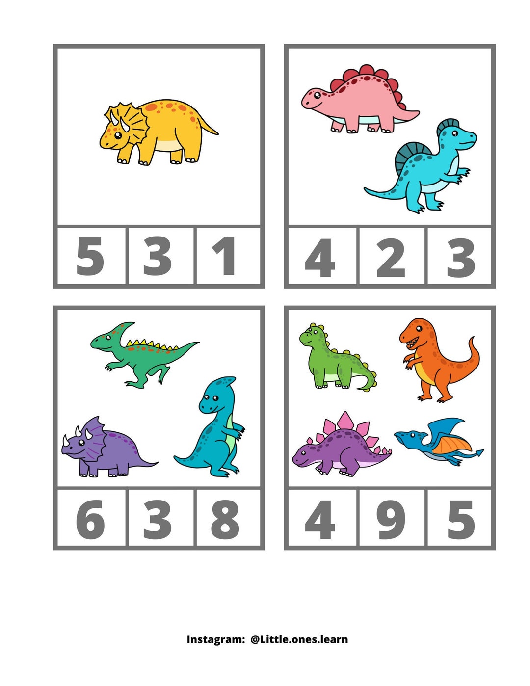 Dinosaur Themed Count and Clip Cards - Etsy