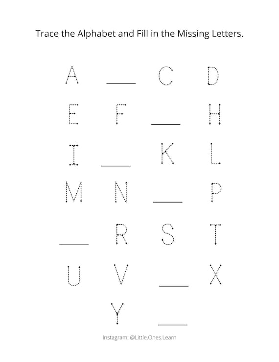 Alphabet Worksheet Printing Practice Fill in the Letter - Etsy