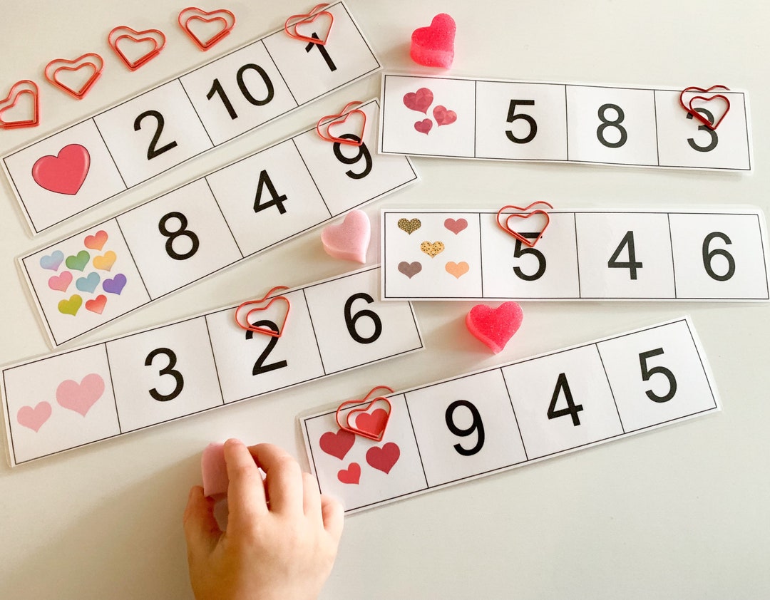 Count and Clip Cards - Valentine's Day Counting Cards - Number Clip ...