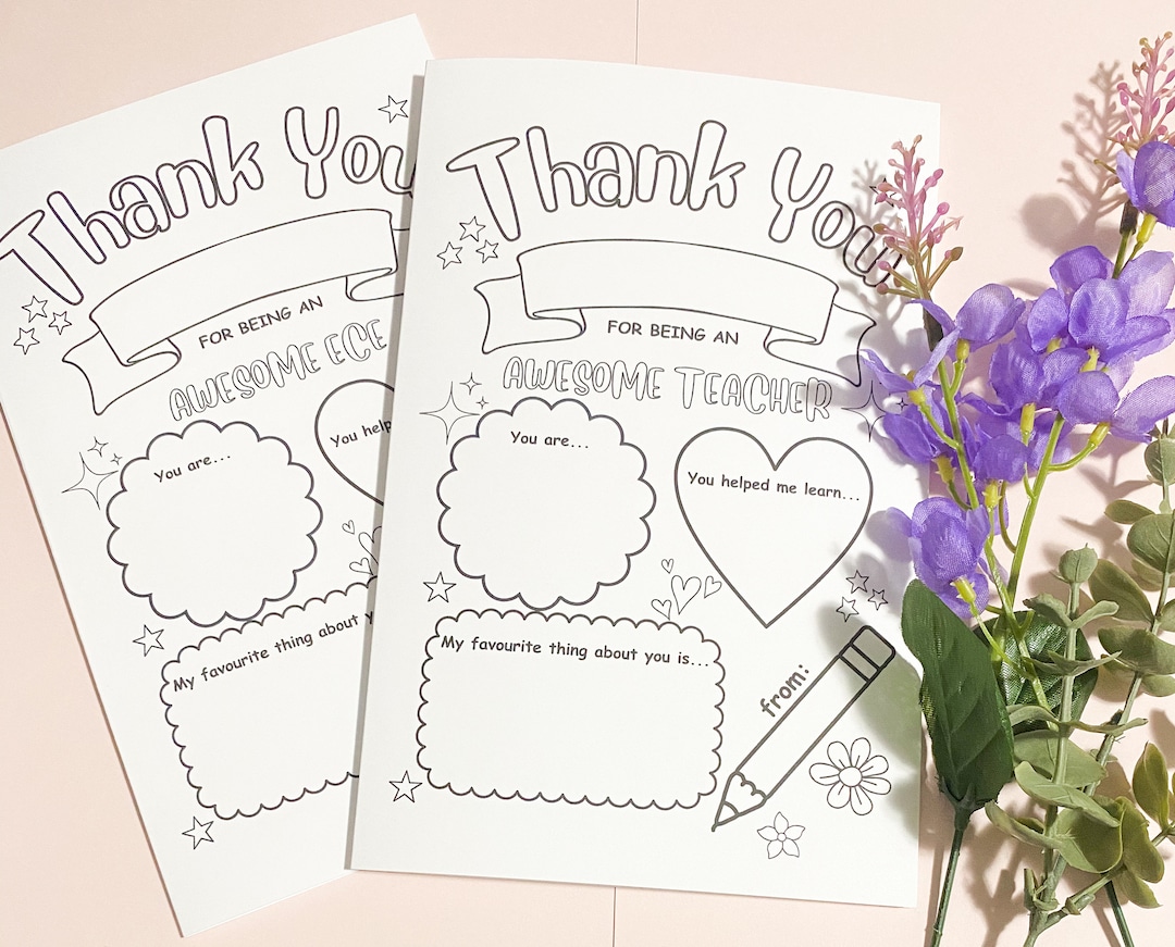Teacher & ECE Thank You Card - Printable Teacher Thank You Card ...