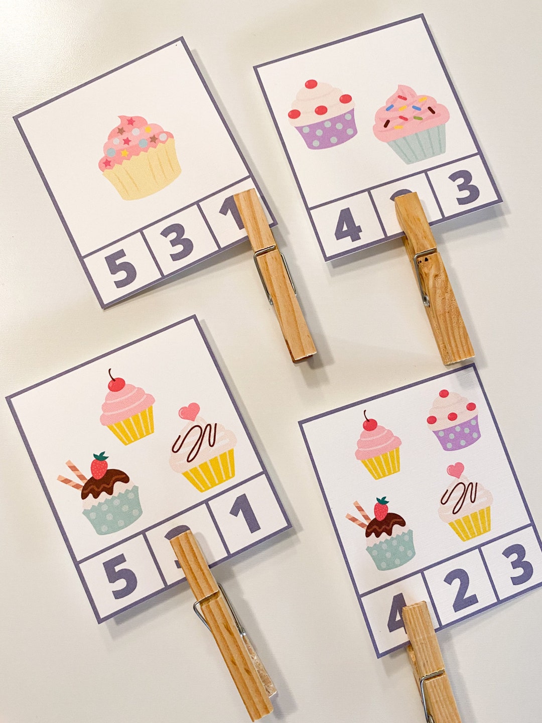 Cupcake Themed Count & Clip Cards Numbers 1-12 Plus Playdough ...