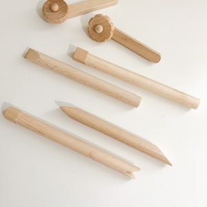 Wooden Playdough Tools - Playdough and Sand Roller - Wooden Rolling Pin ...