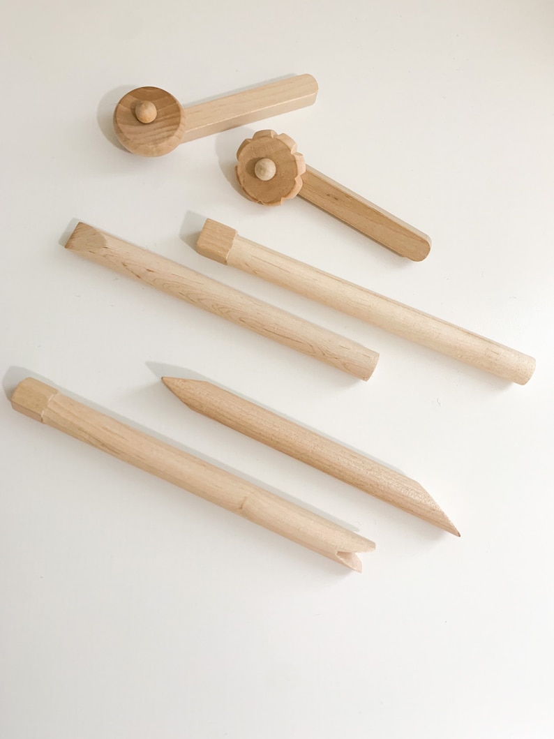 Wooden Playdough Tools - Playdough and Sand Roller - Wooden Rolling Pin ...